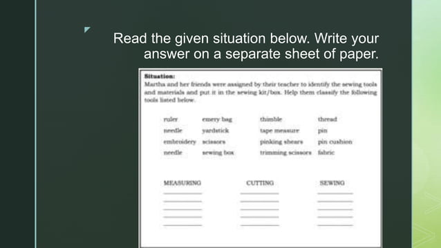 Identifying and Classifying Sewing Tools and Materials | PPT