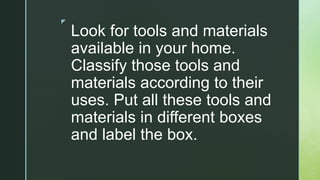 Identifying and Classifying Sewing Tools and Materials | PPT