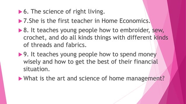 Home Economics PPT.pptx | Homeschooling | Education