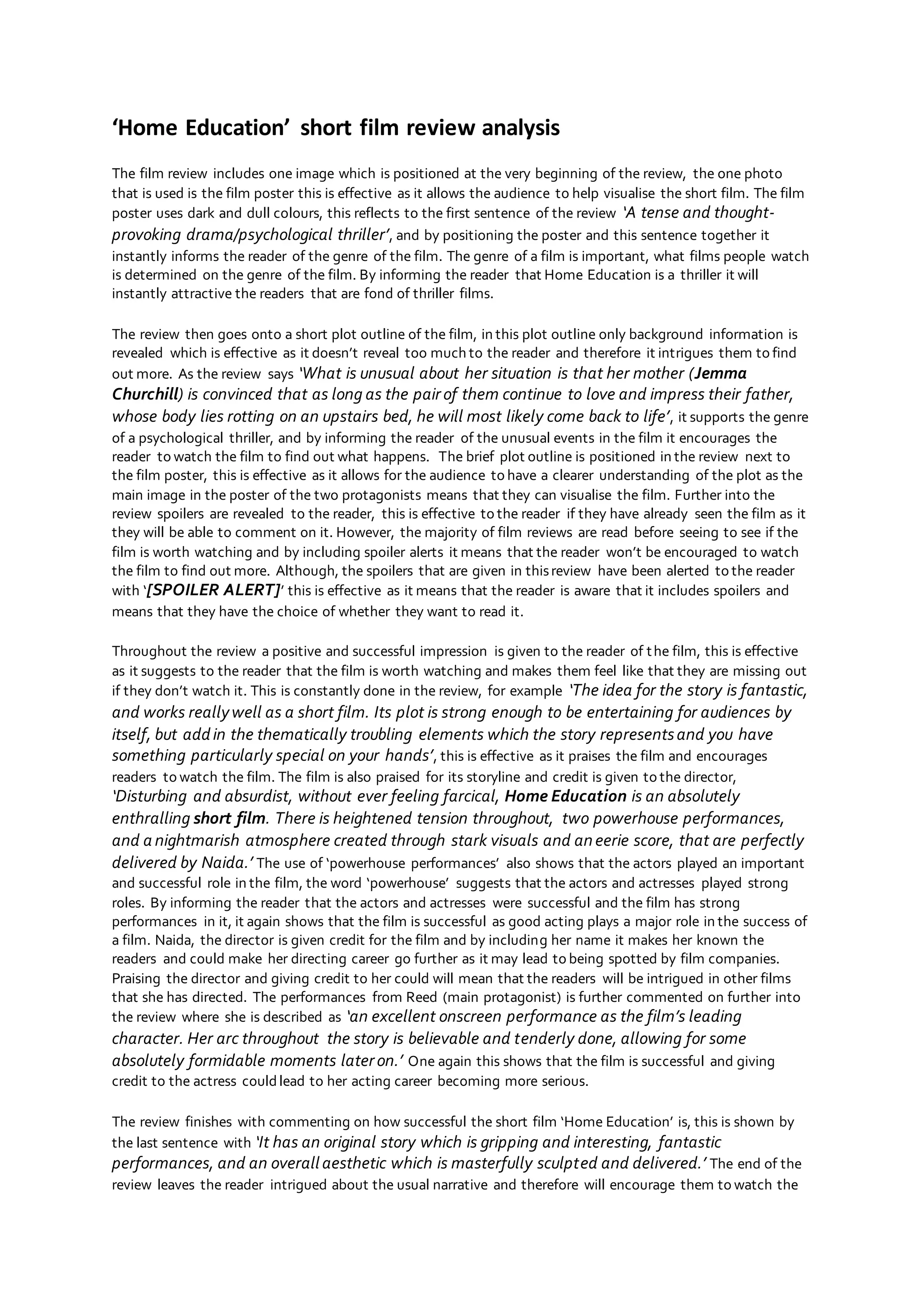 Home Education review | DOCX