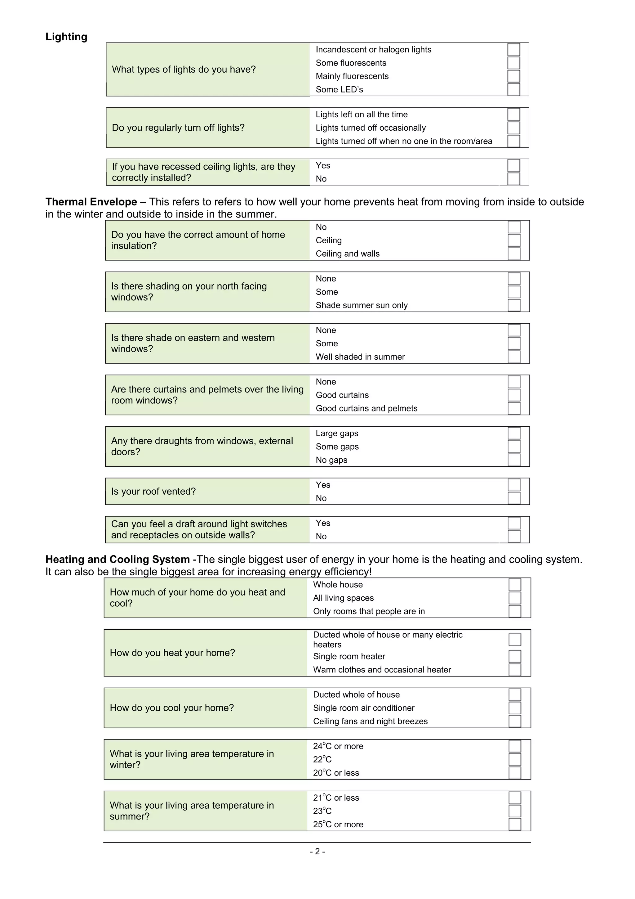 Home energy worksheet | PDF