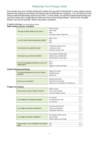 Home energy worksheet | PDF