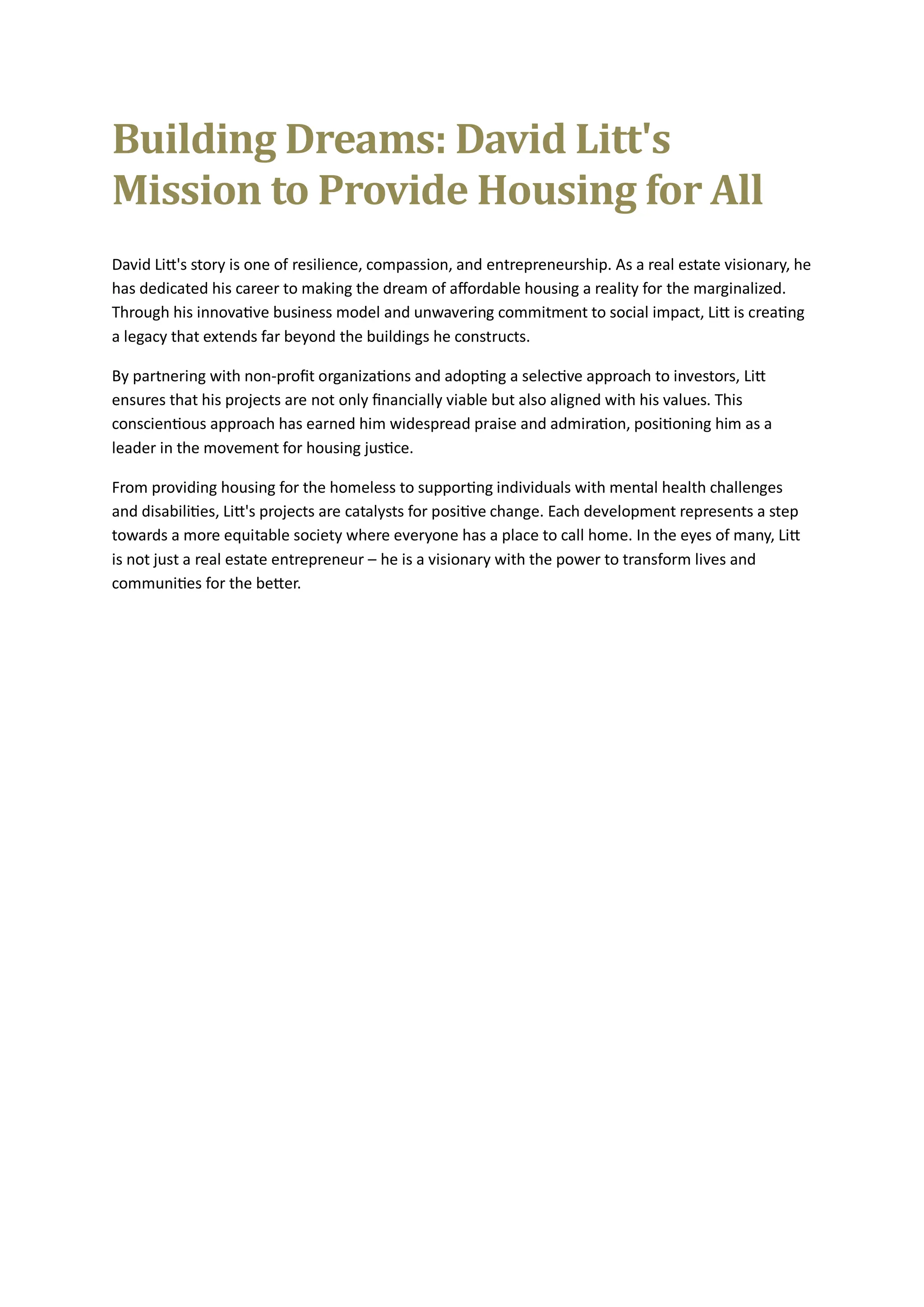 Home for All David Litt's Inspirational Path in the Campaign for ...