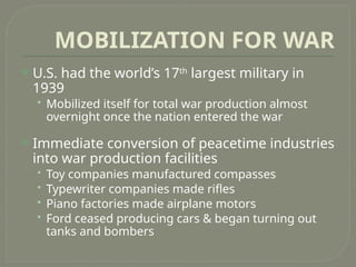 Mobilization of US military within the homefront | PPT