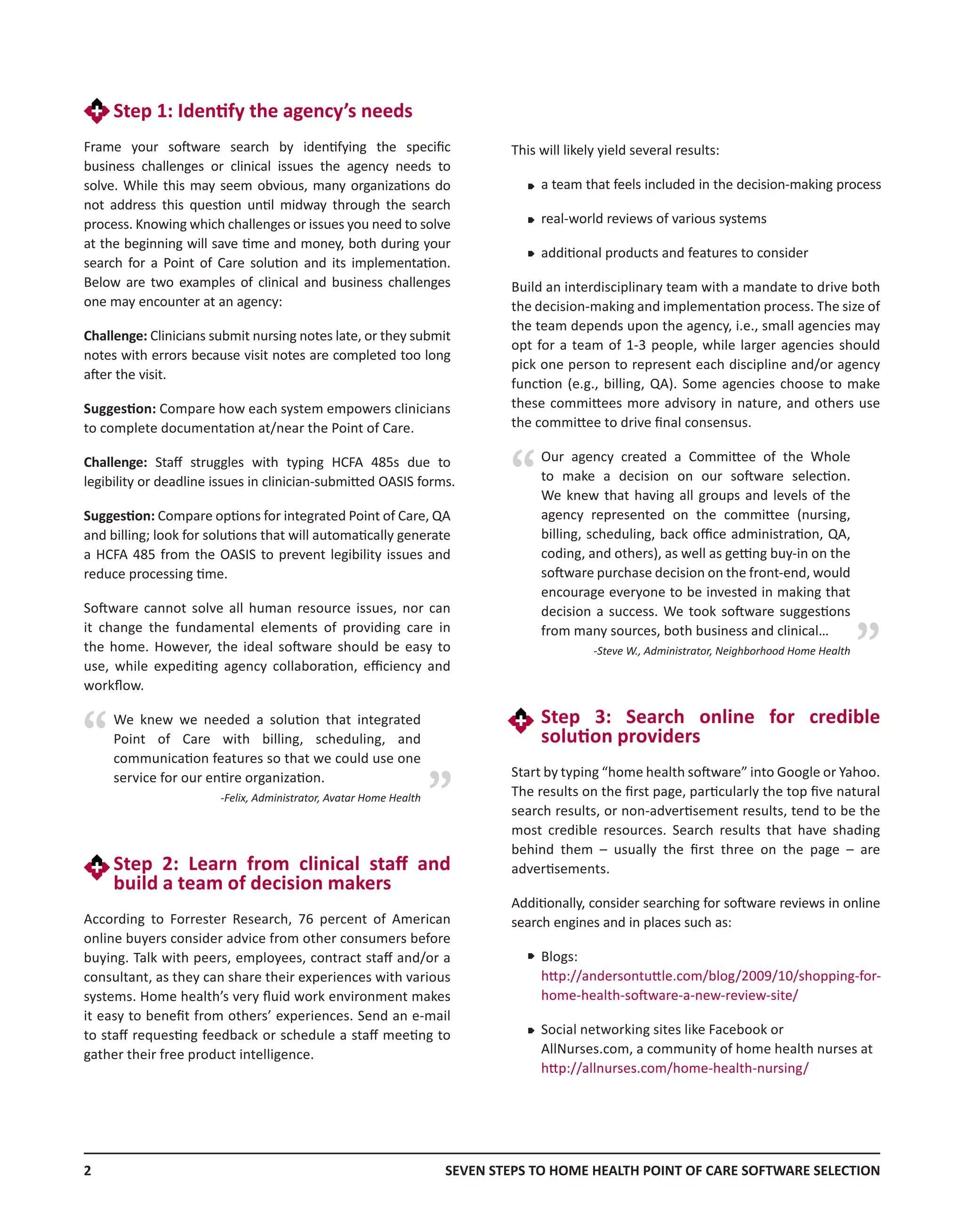 Home health software selection guide 2010 | PDF