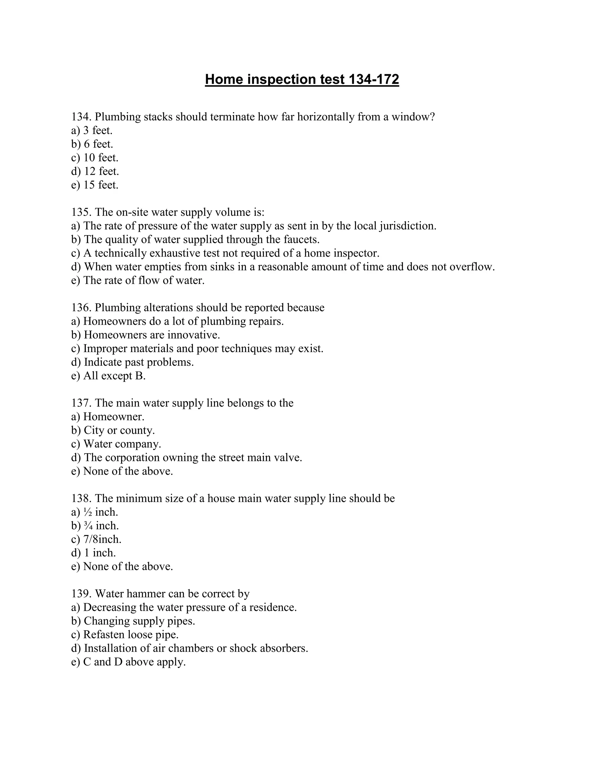 Home inspection test 134 168 | PDF