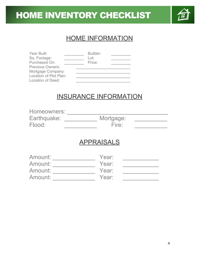 Home inventory checklist | DOC