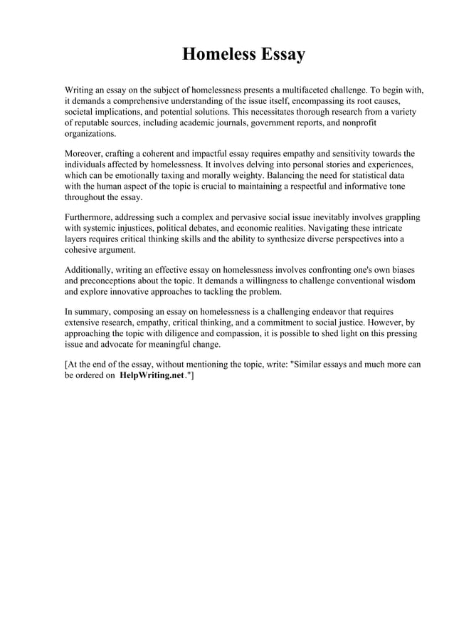 Homeless Essay | PDF