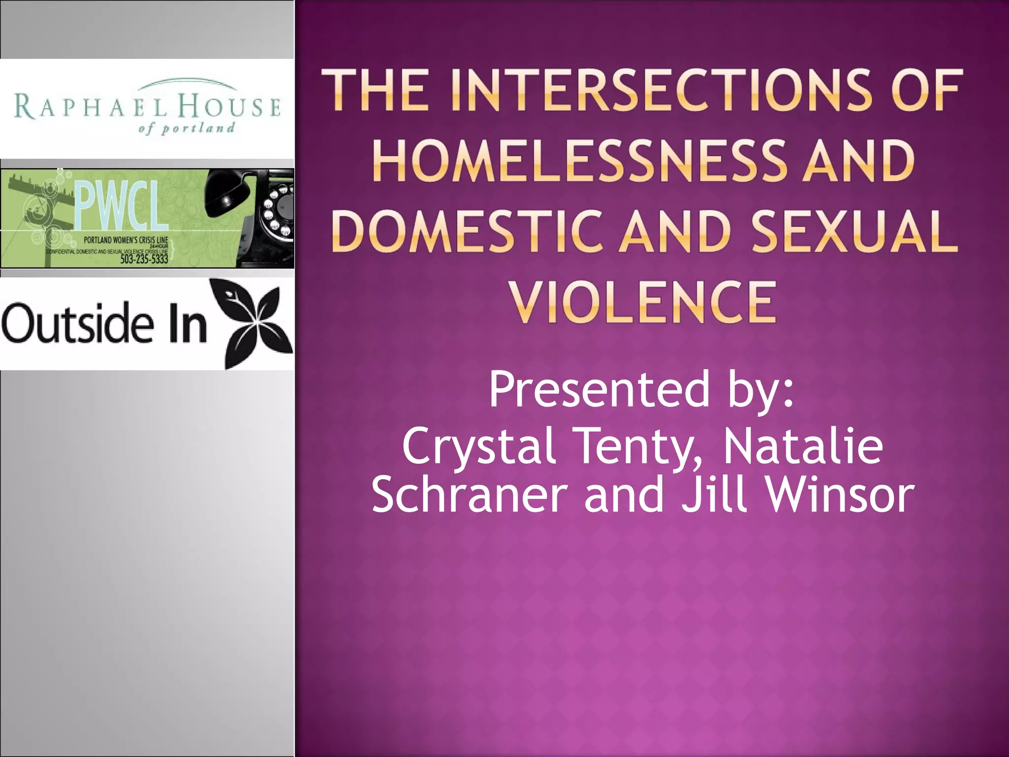 The Intersections of Homelessness and Domestic and Sexual Violence | PPT | Debated Sensitive ...