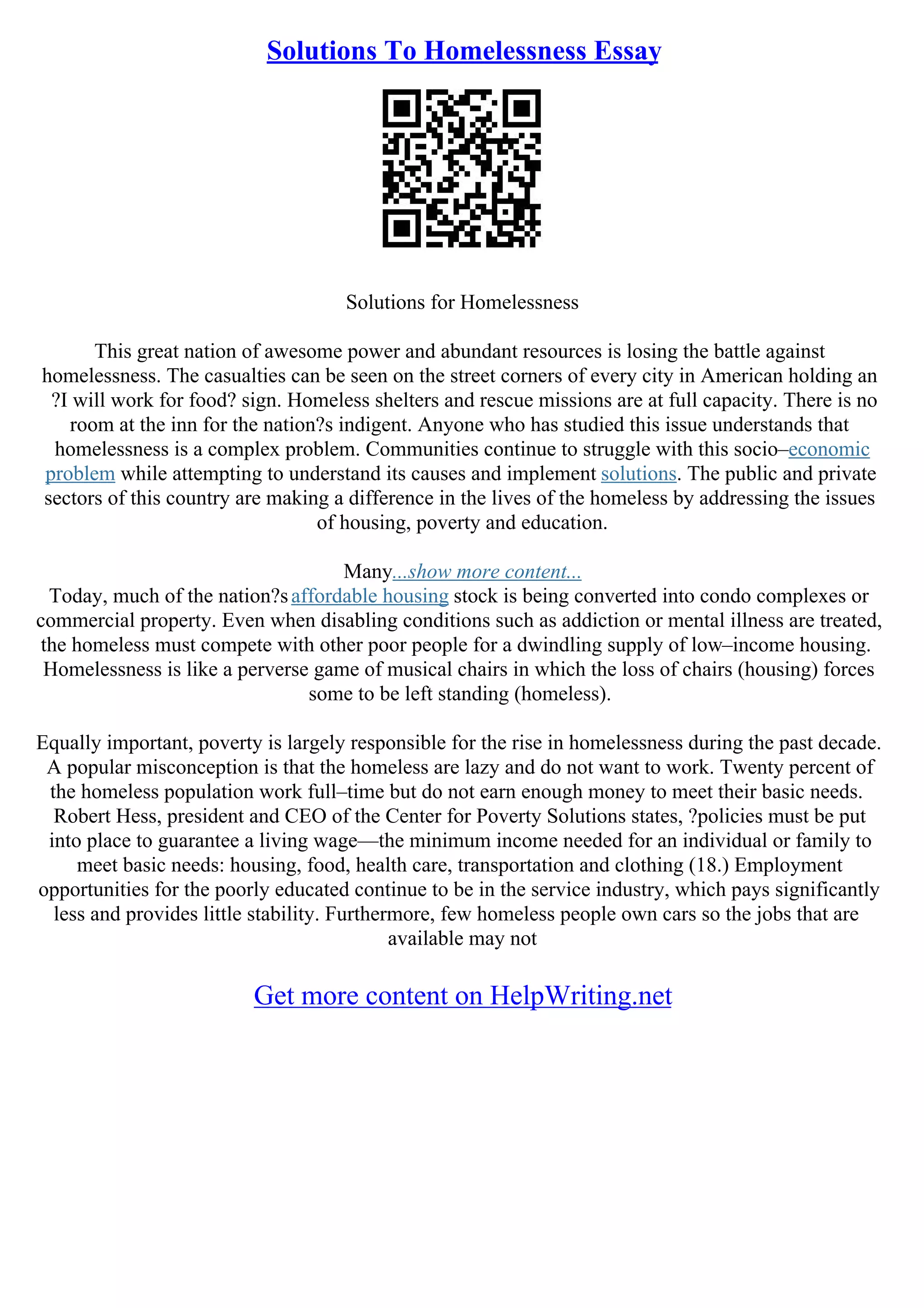 Homeless To Harvard Essay | PDF | Government Support and Welfare ...