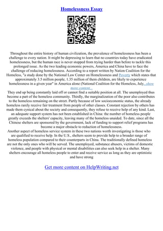 Homeless To Harvard Essay | PDF | Government Support and Welfare ...