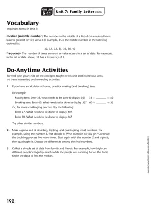 Home link 6.11 | Homework and Study | Education