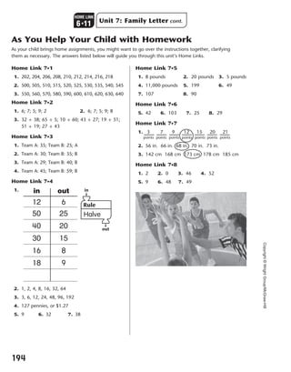 Home link 6.11 | Homework and Study | Education