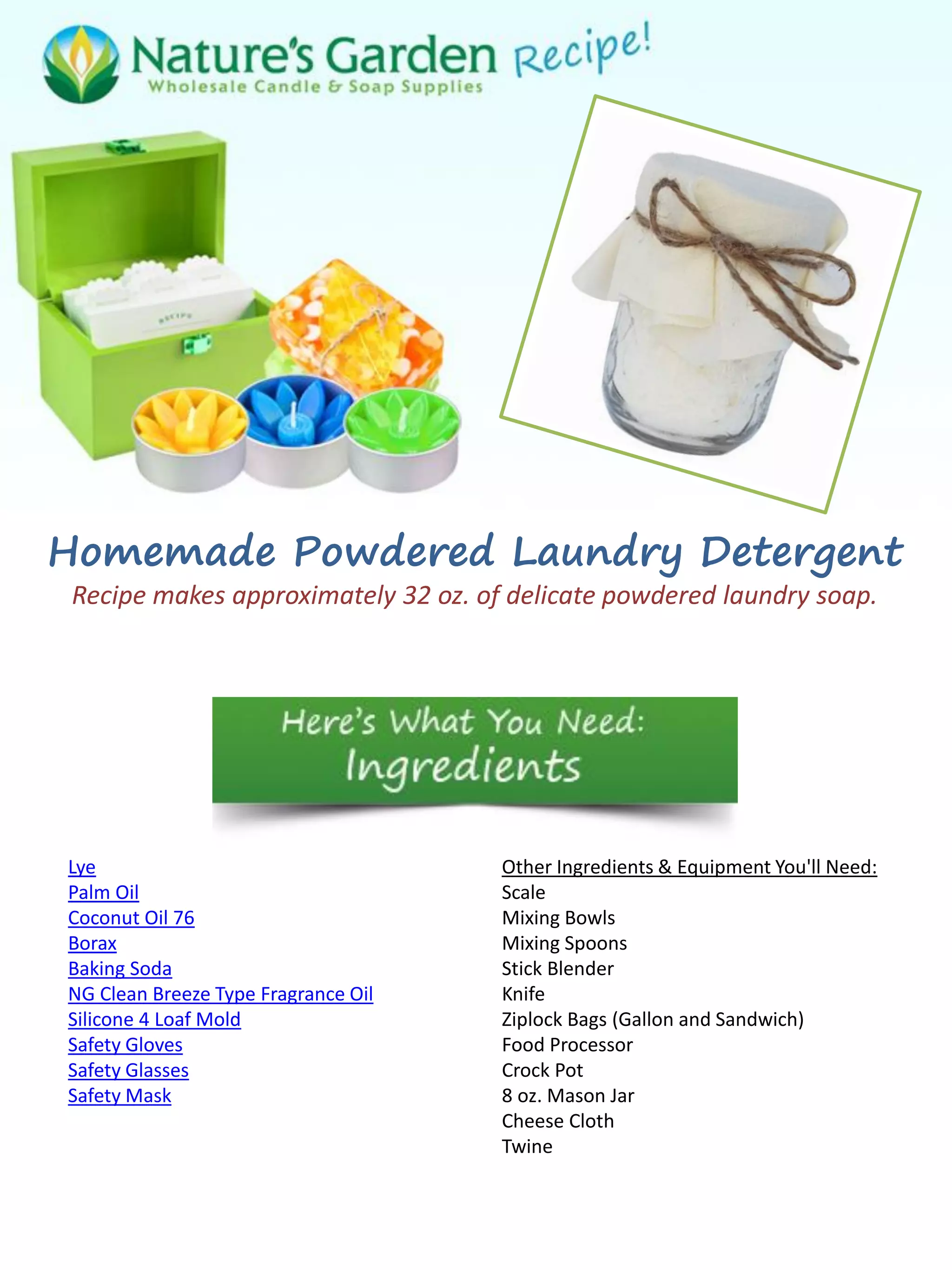 Homemade powdered laundry detergent | PDF