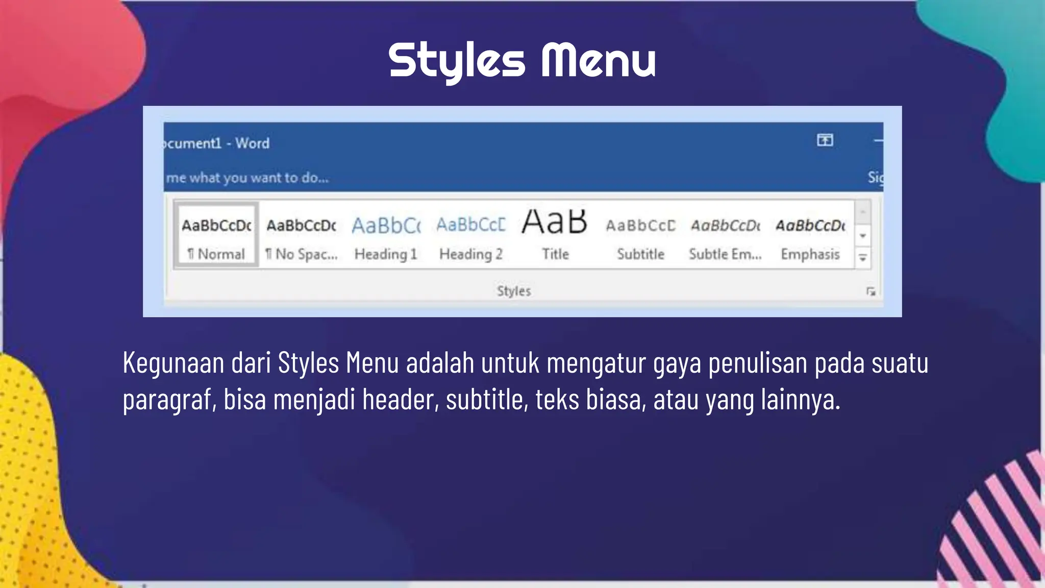 Home Menu Word - Informatika Home Menu word | PPTX
