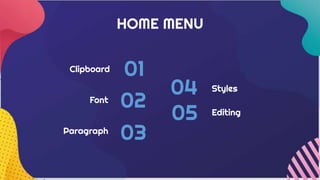 Home Menu Word - Informatika Home Menu word | PPTX