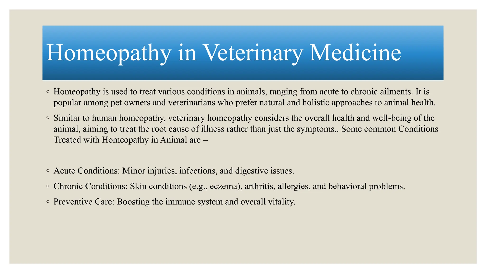 Homeopathy and it's application in veterinary medicine | PPT