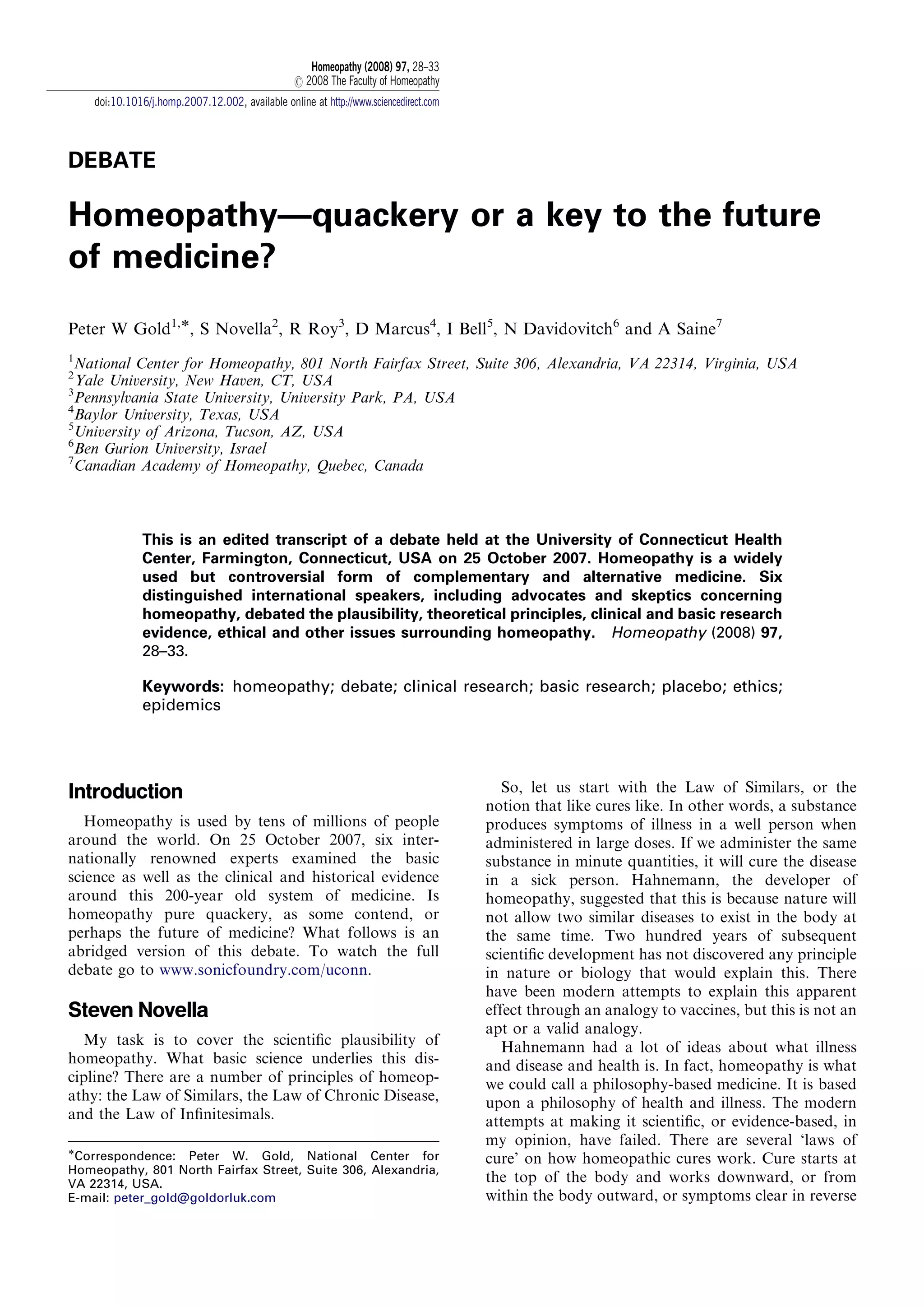 Homeopathy—quackery or a key to the future of medicine? | PDF