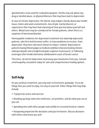 Homeopathy for depression | PDF