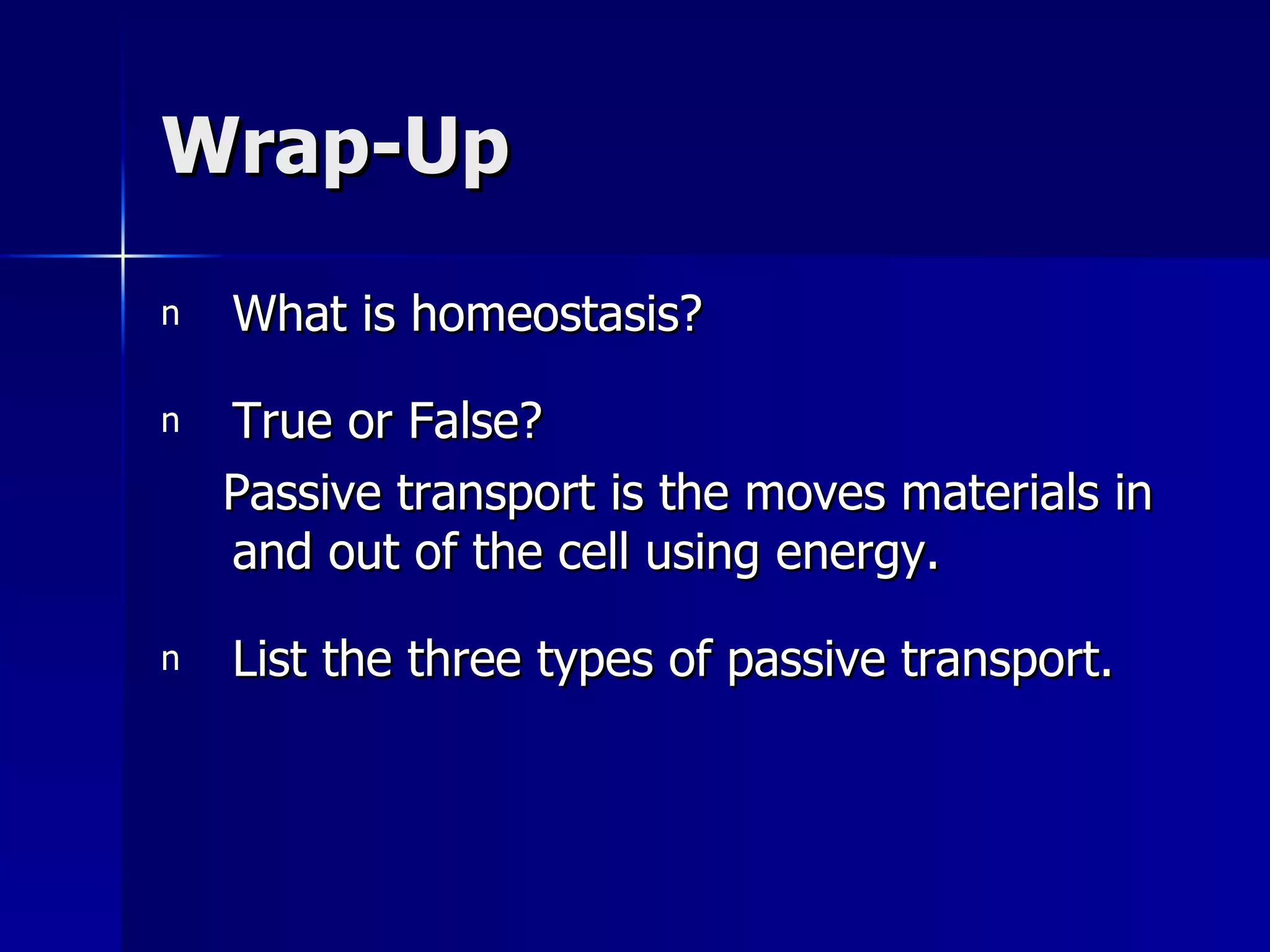 Homeostasis and transport (part 1) | PPT