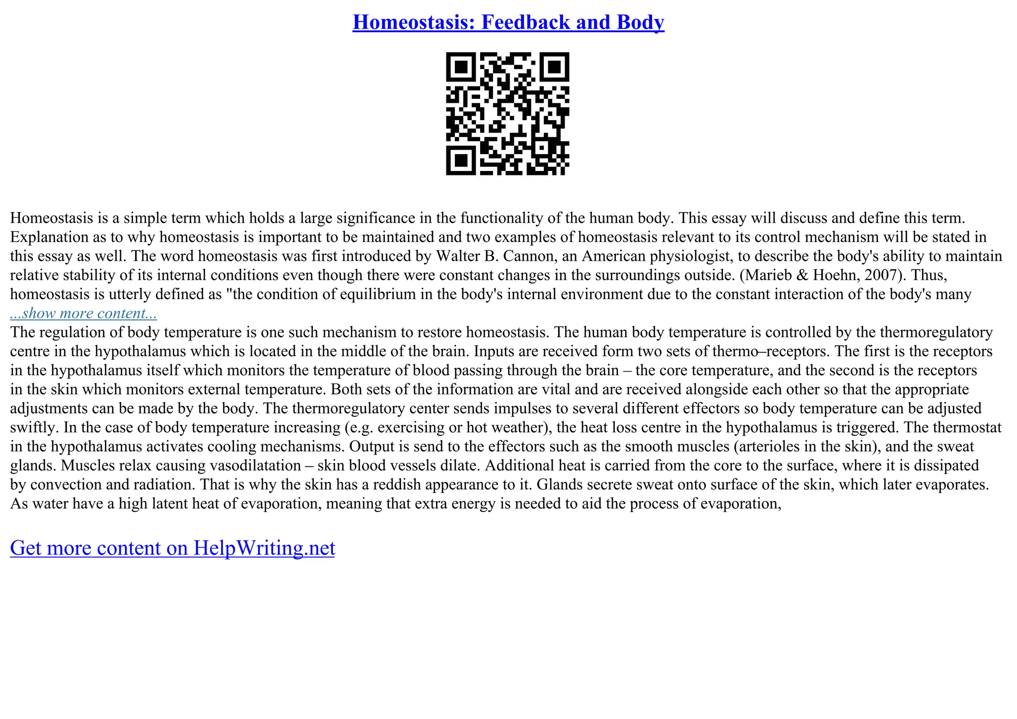 Homeostasis Experiment | PDF