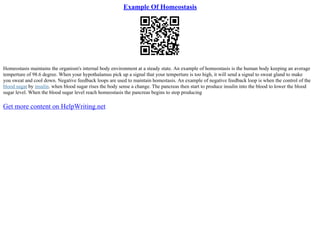 Homeostasis Experiment | PDF