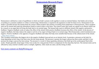 Homeostasis Experiment | PDF