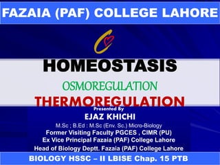 Homeostasis LBISE HSSC - II Chap. 15 | PPT