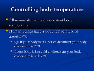 Homeostasis of the body | PPT