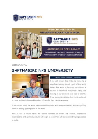 Sapthagiri NPS University Engineering & Medical Admission 2024 | PDF