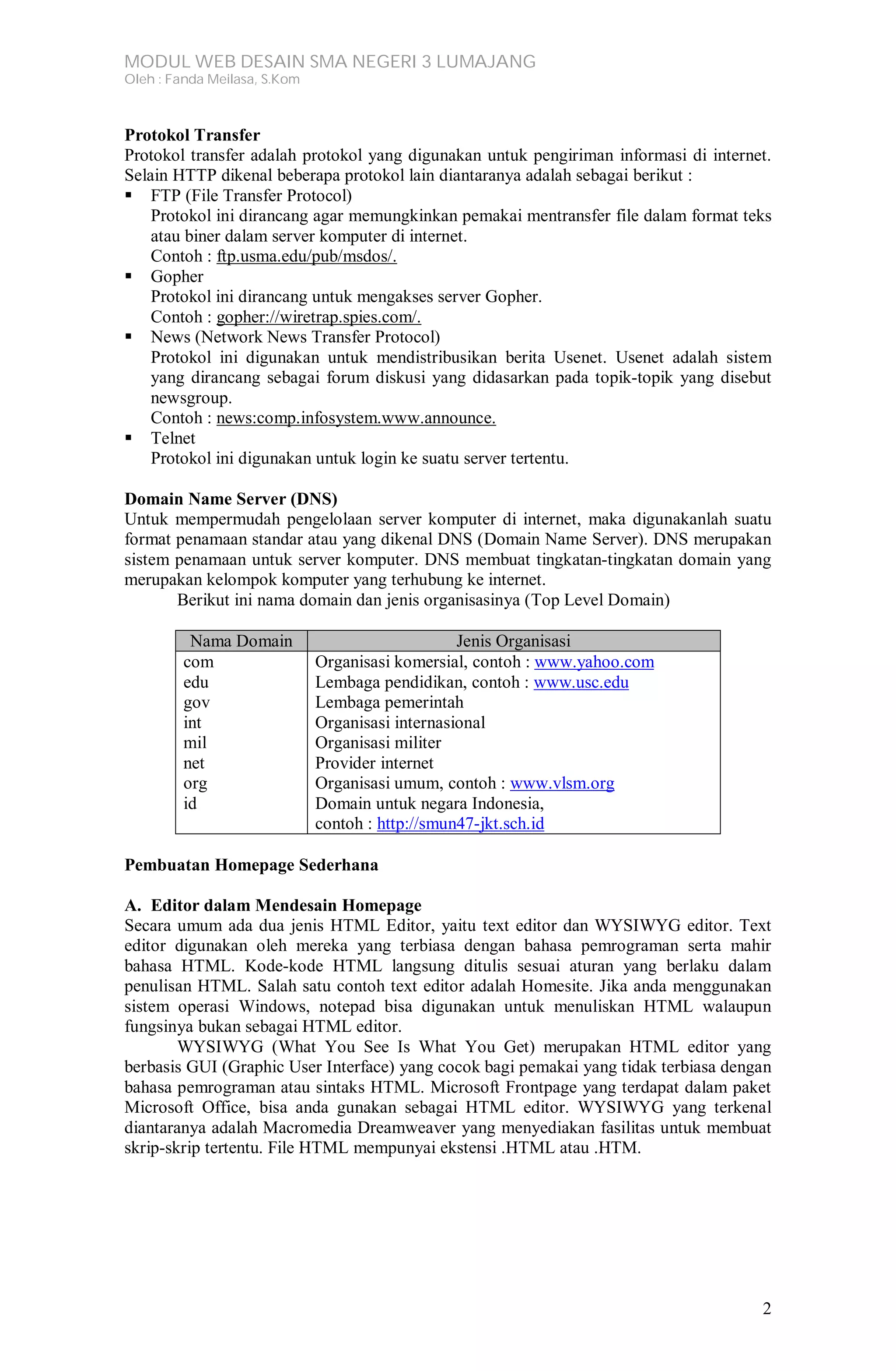 Homepage untuk informasi dan komunikasi | PDF