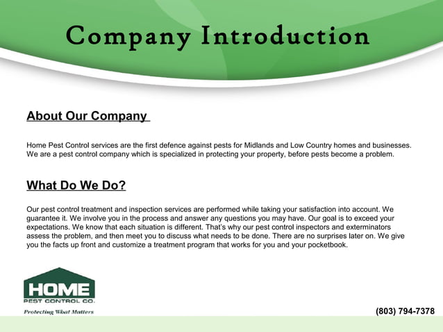 Home Pest Control Company Profile | PPT
