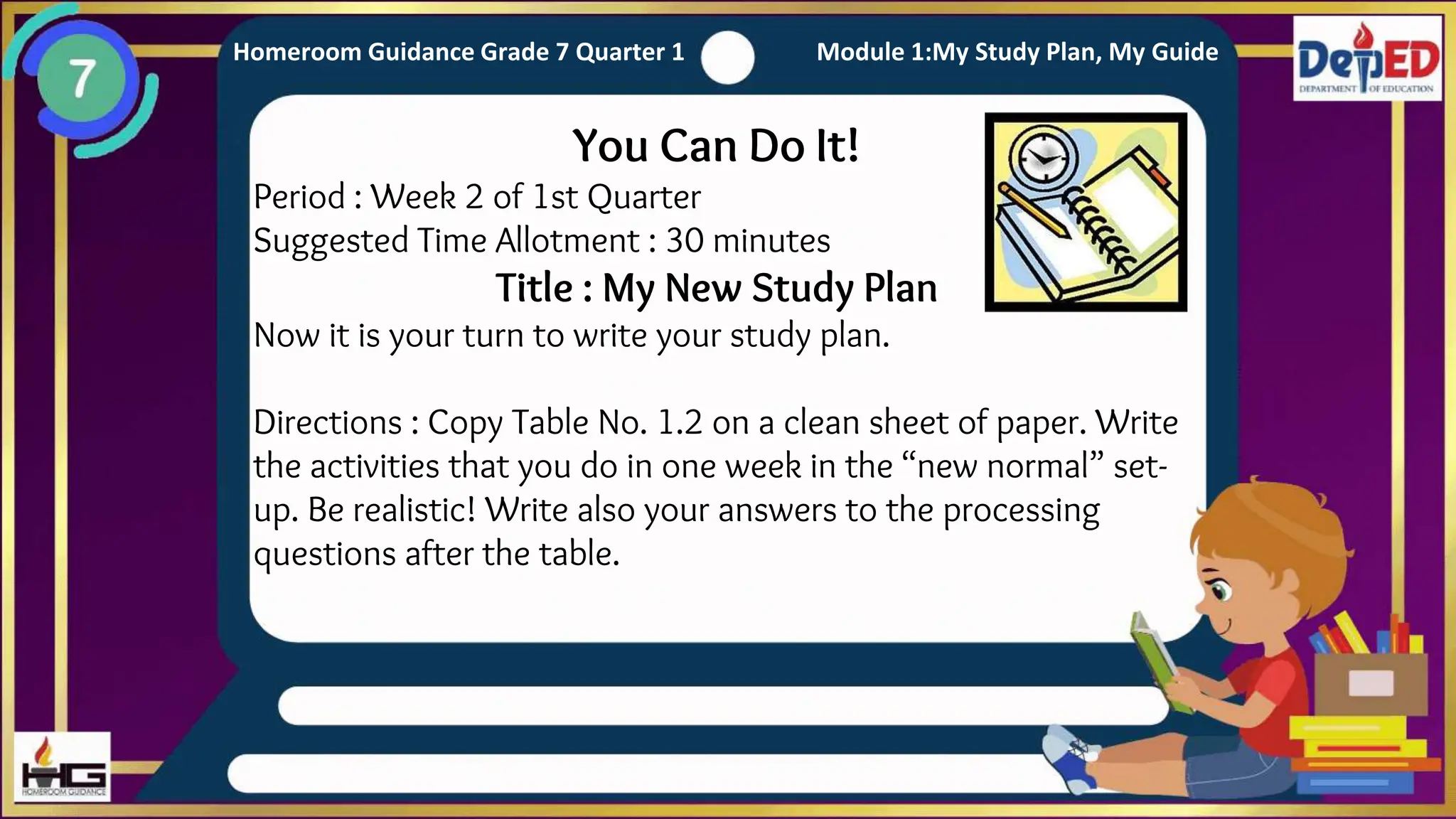 Homeroom-Guidance STUDY PLAN, GUIDE IN Q1 | PPTX
