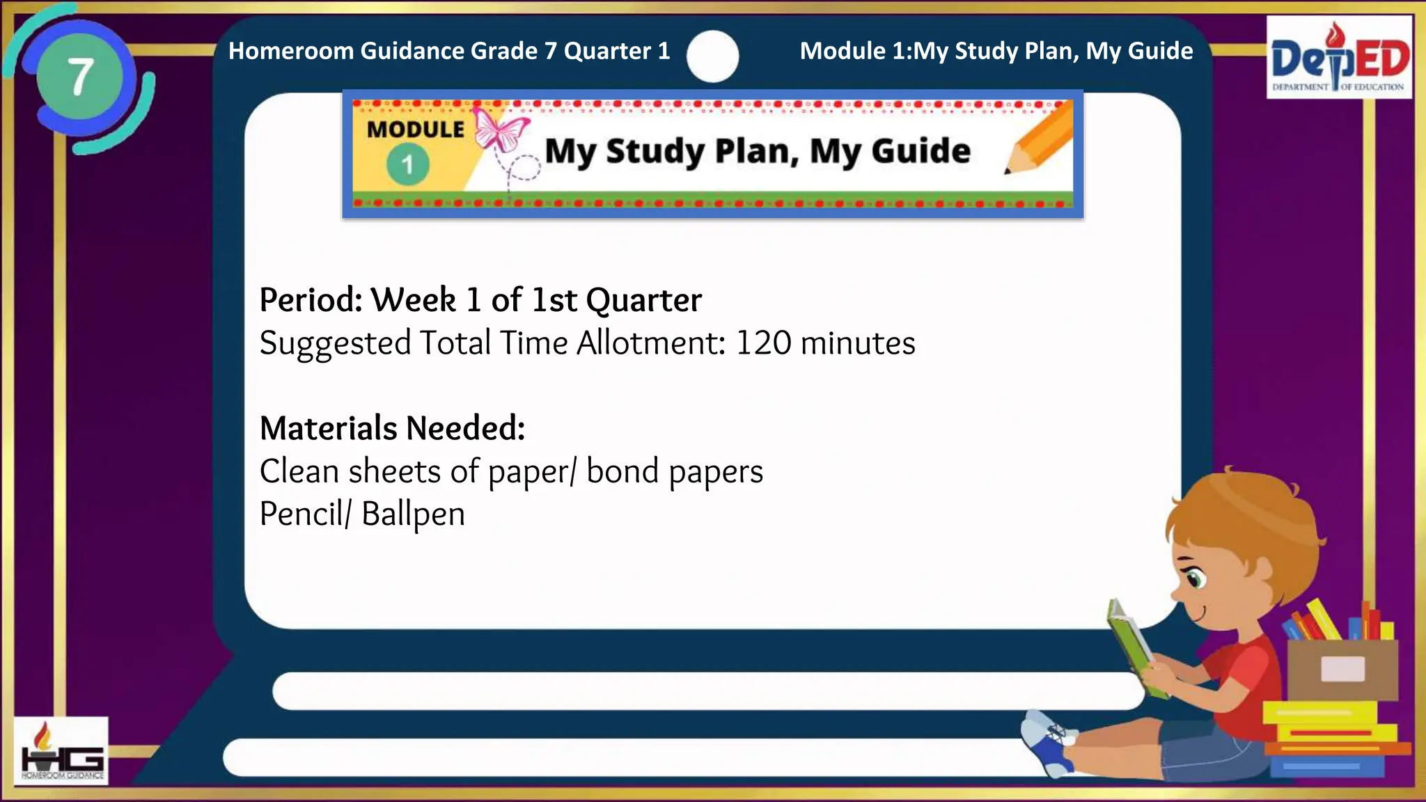 Homeroom-Guidance STUDY PLAN, GUIDE IN Q1 | PPTX