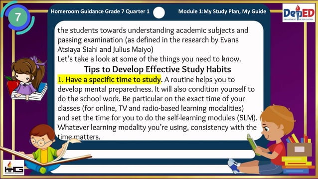 Homeroom-Guidance STUDY PLAN, GUIDE IN Q1 | PPTX