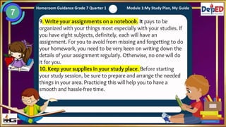 Homeroom-Guidance STUDY PLAN, GUIDE IN Q1 | PPTX