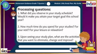Homeroom-Guidance STUDY PLAN, GUIDE IN Q1 | PPTX