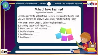 Homeroom-Guidance STUDY PLAN, GUIDE IN Q1 | PPTX