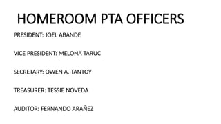 HOMEROOM PTA OFFICERS.pptxASDDDDDDDDDDDDDDDDDDDDDDDDDD | PPTX