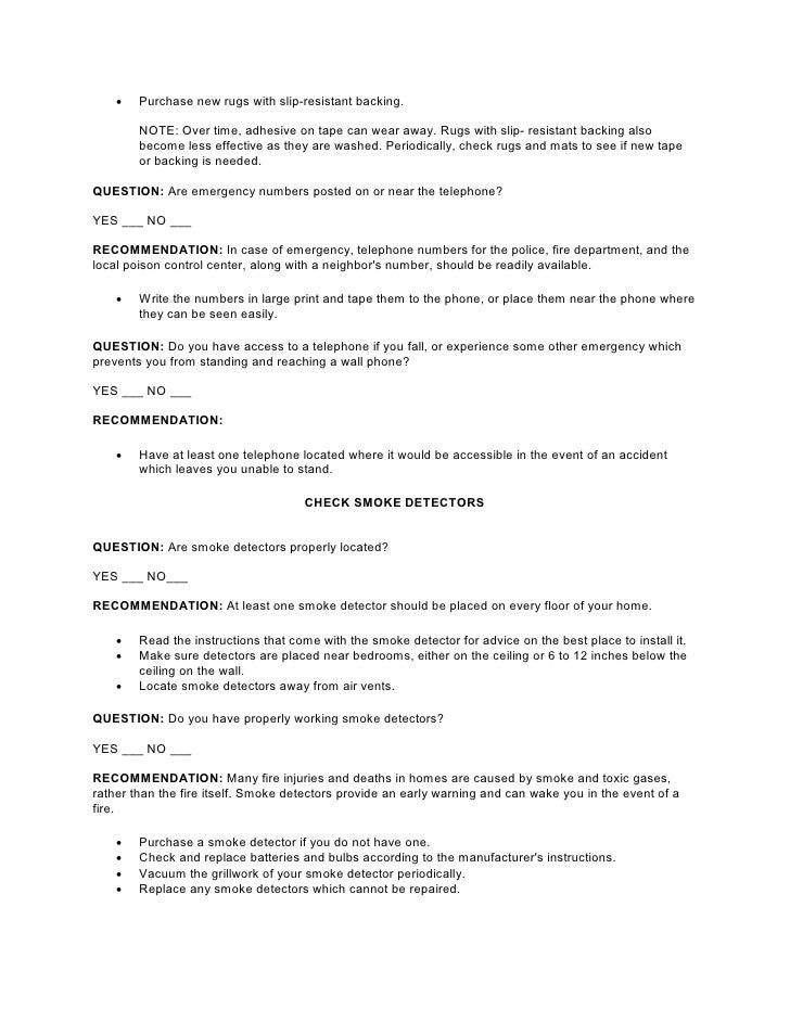 Home Safety Checklist