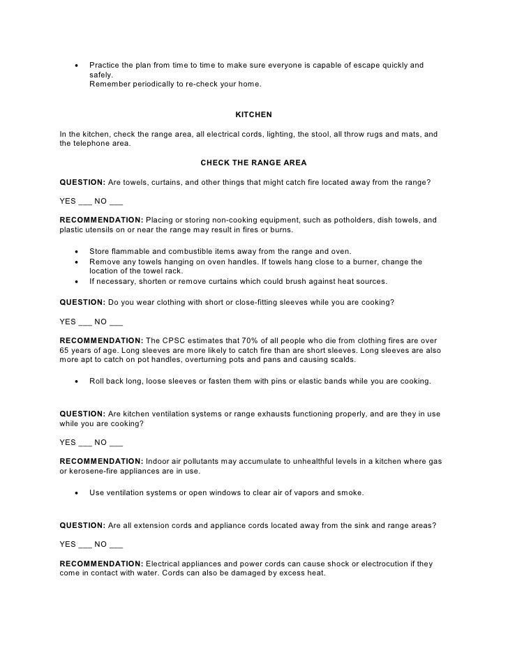 Home Safety Checklist