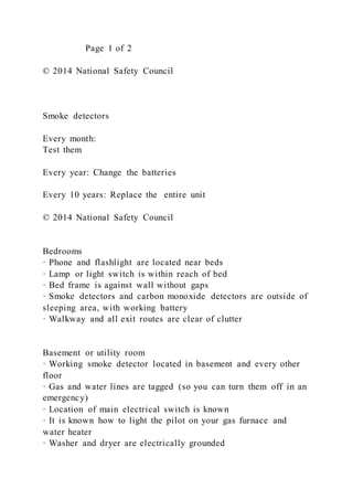 Home Safety Checklist Use this checklist as you walk through eac | DOCX