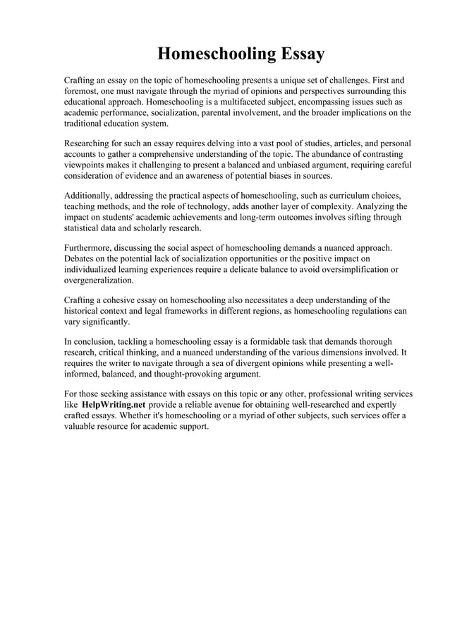 Homeschooling Essay. Pros And Cons Of Homeschooling | PDF