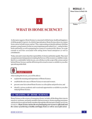 Home science (eng) ch 1 | PDF