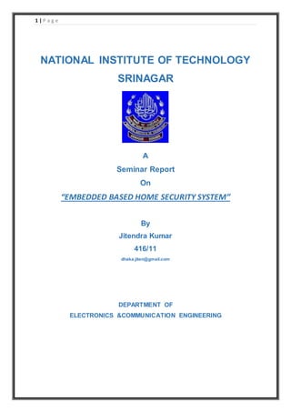 Report on Embedded Based Home security system | DOCX