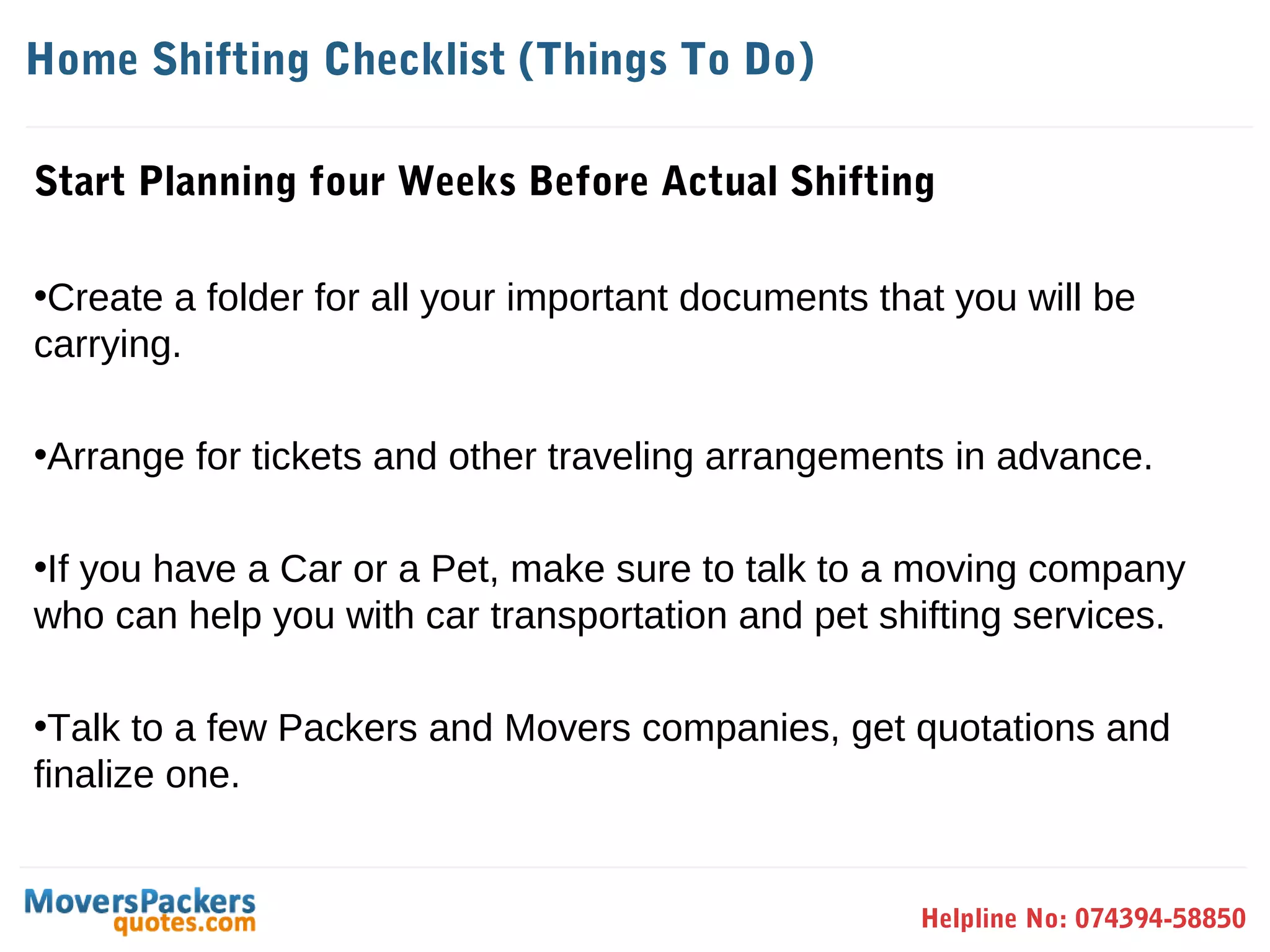 Home Shifting Checklist | PPS