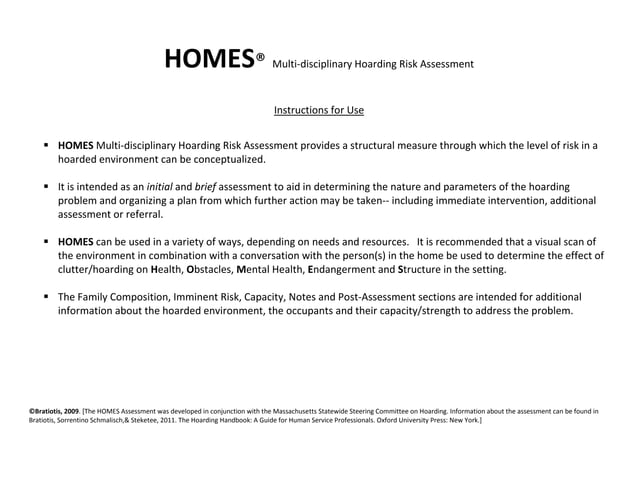 Homes Hoarding Assessment | PDF | Mental Health | Diseases and Conditions