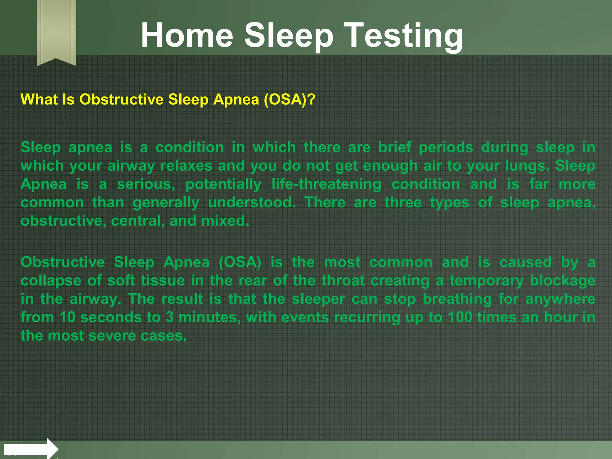 Home sleep testing | PPT | Ear, Nose and Throat Conditions | Diseases ...