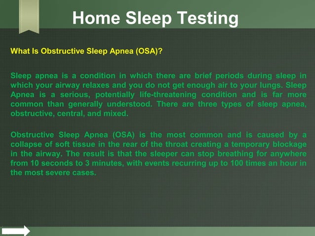 Home sleep testing | PPT | Ear, Nose and Throat Conditions | Diseases ...
