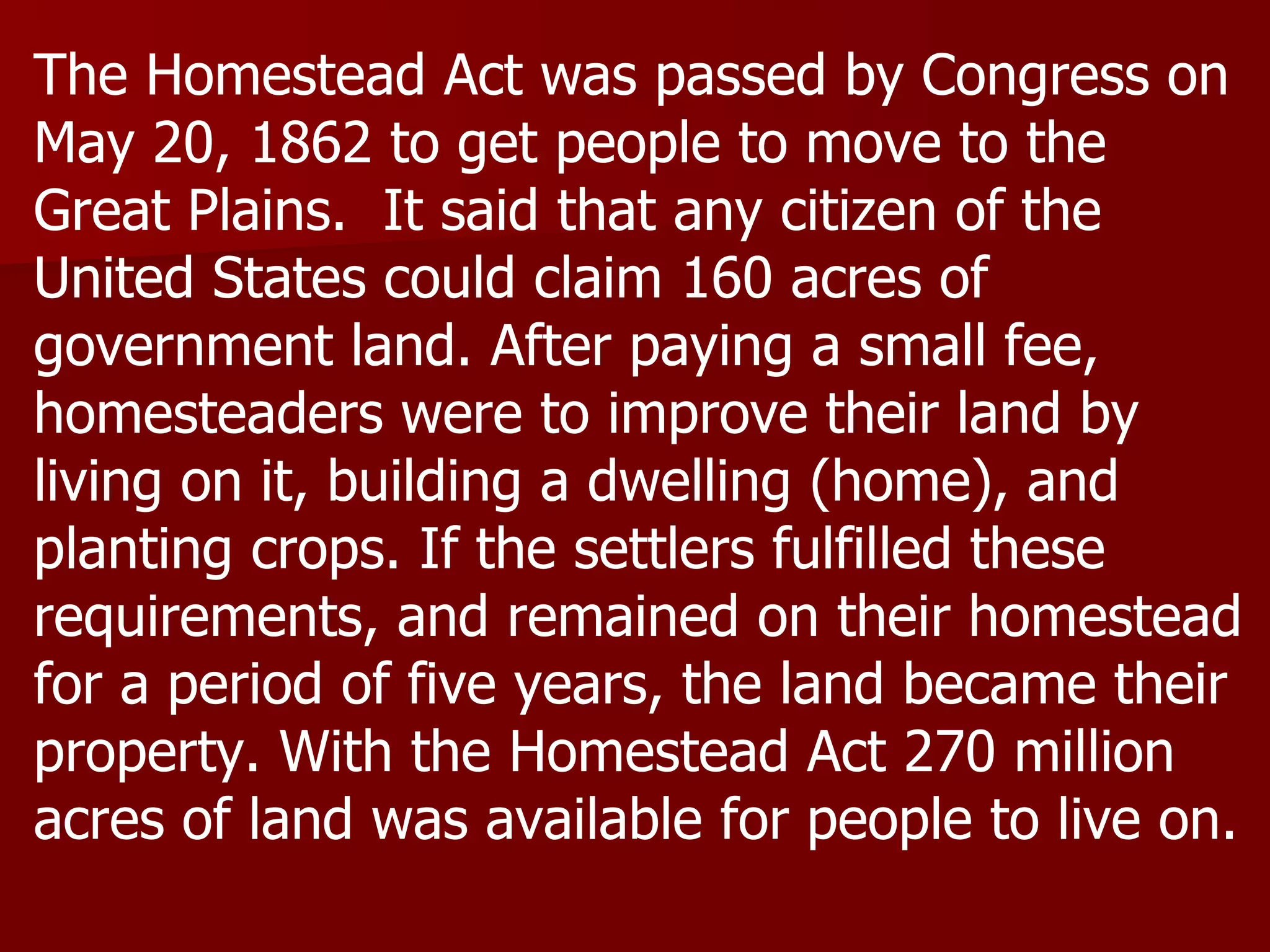 Homestead act ppt | PPT